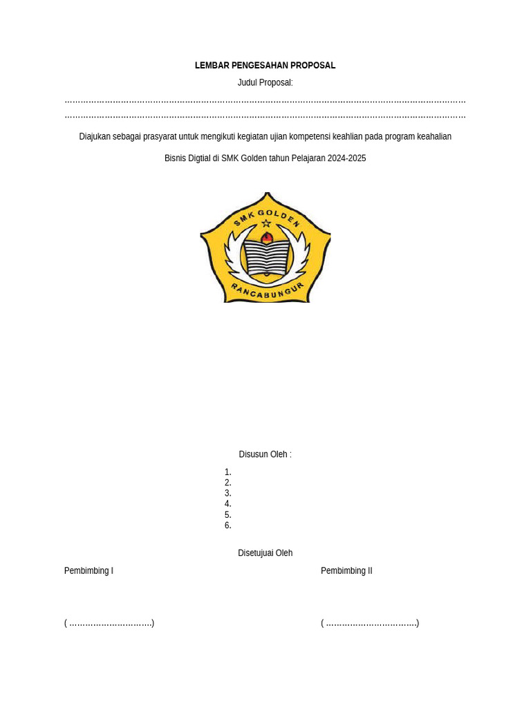 Lembar Pengesahan Proposal | PDF