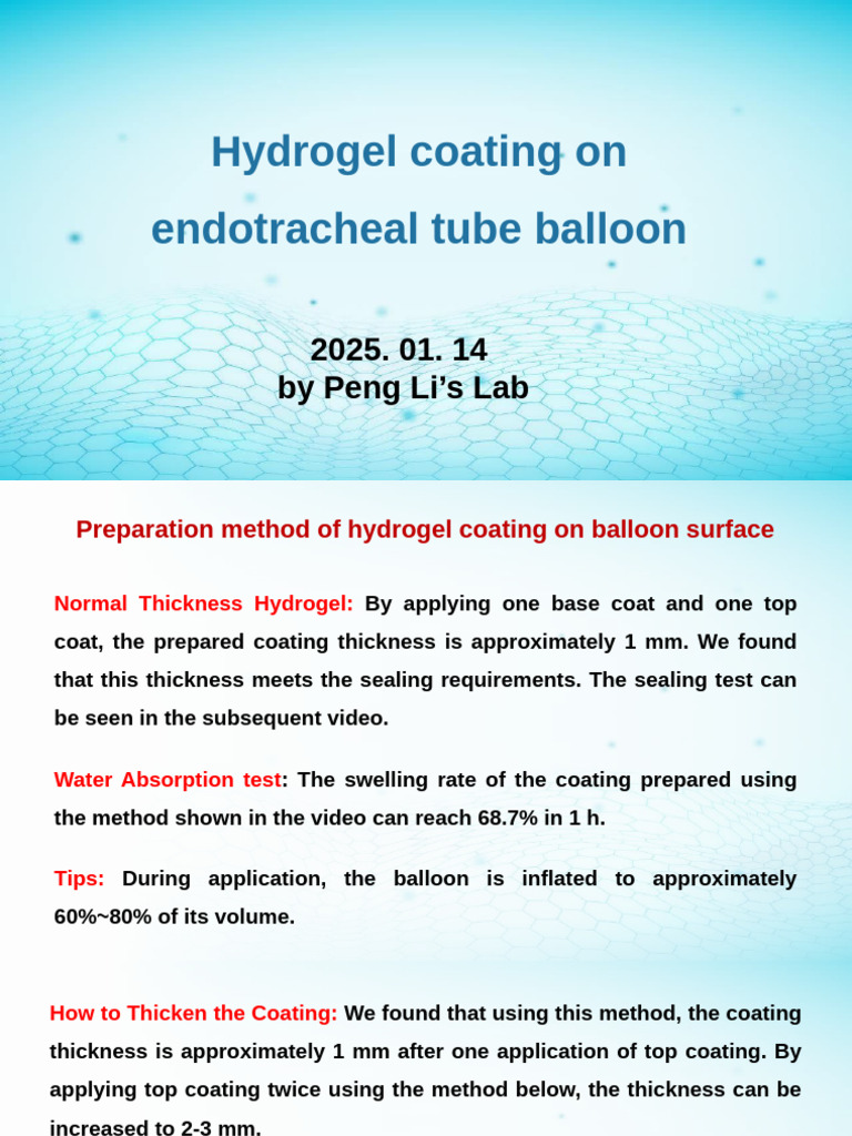 Hydrogel Coating 2025.1.14-Peng Li‘s Lab | PDF