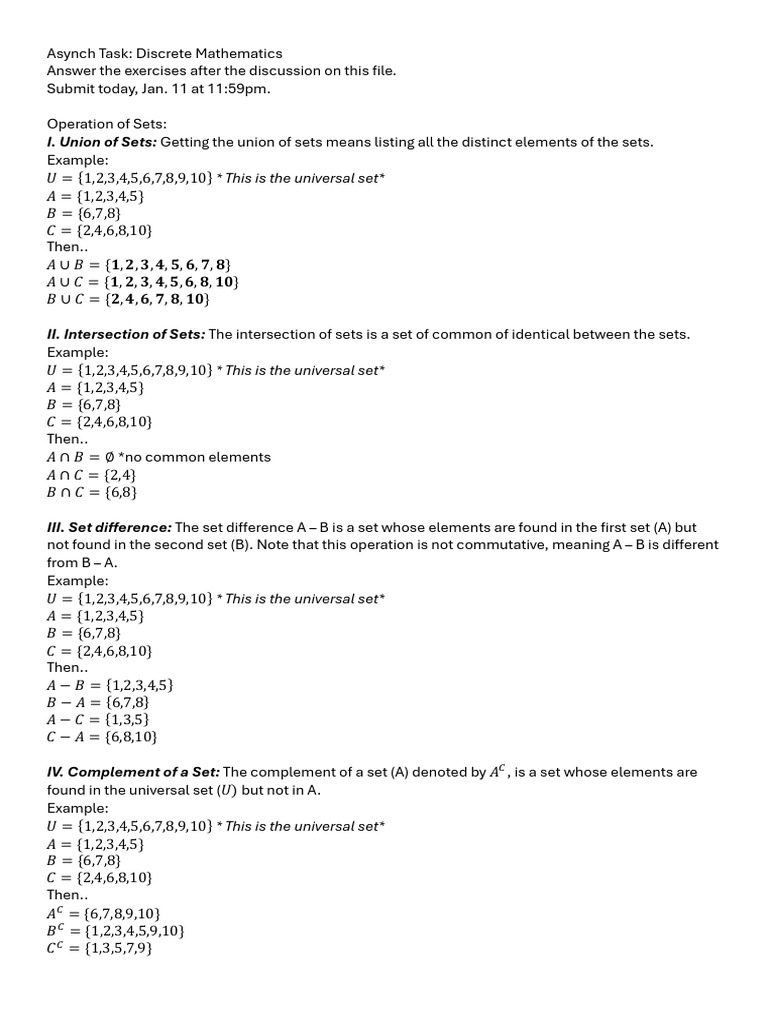 ASYNCH TASK (OPERATION OF SETS) | PDF
