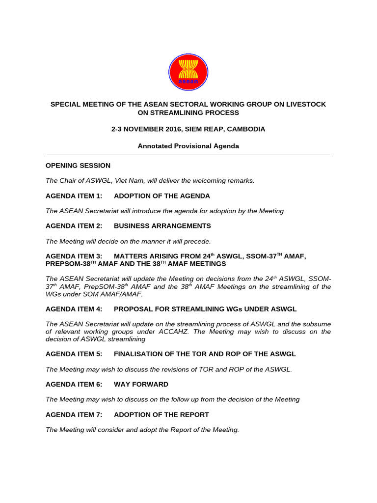 ASWGL Meeting on Streamlining Process | PDF