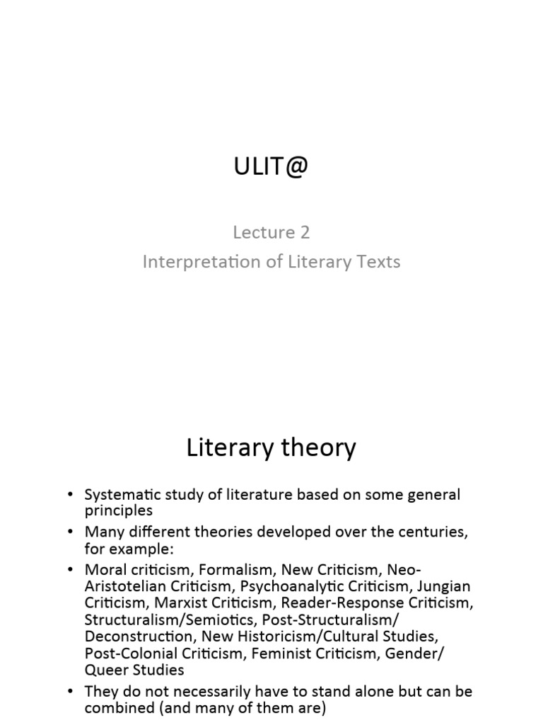 Overview of Literary Theories | PDF | Id | Sigmund Freud