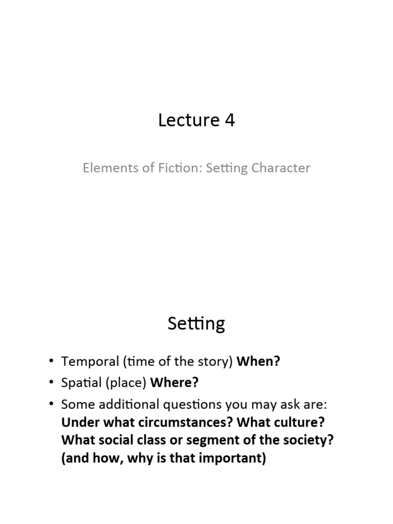 4. Elements of ficion - setting, character | PDF | Hero