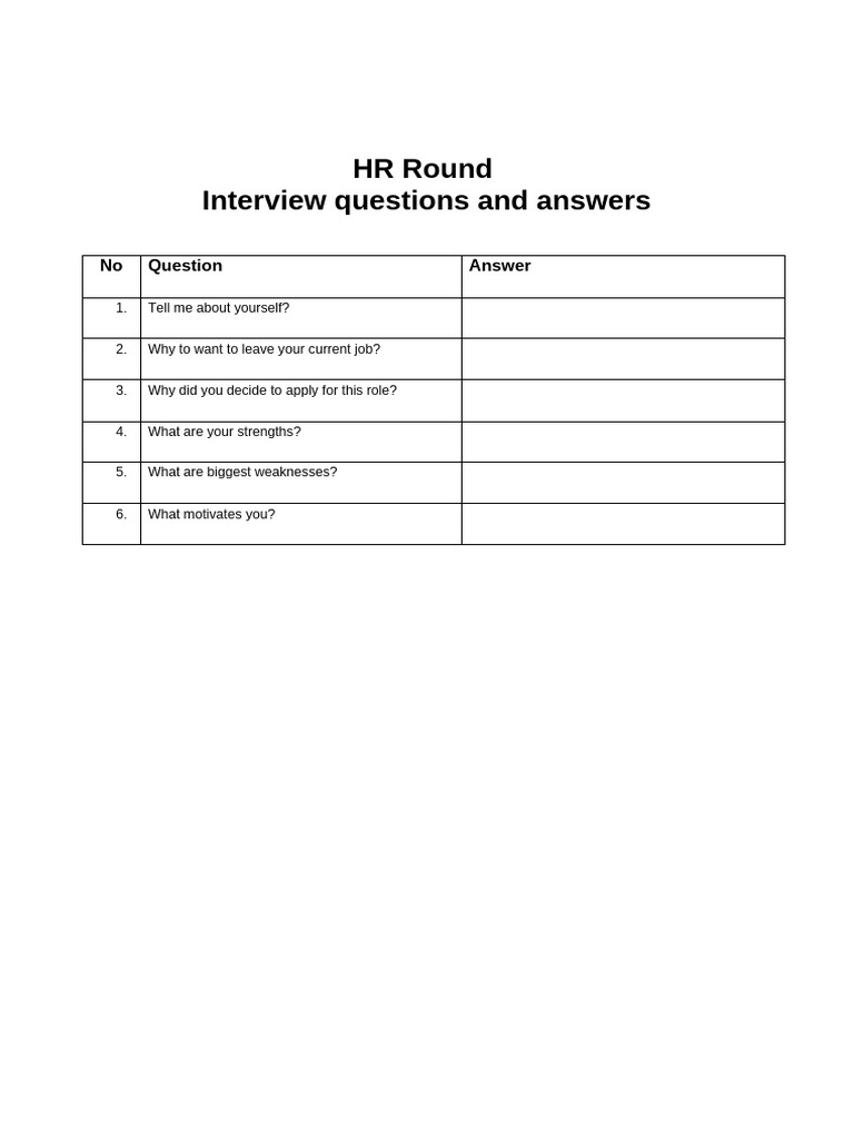 HR Round Interview Questions Answers (1) | PDF