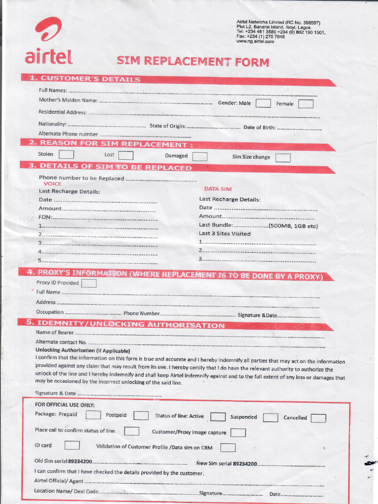 Airtel Form | PDF