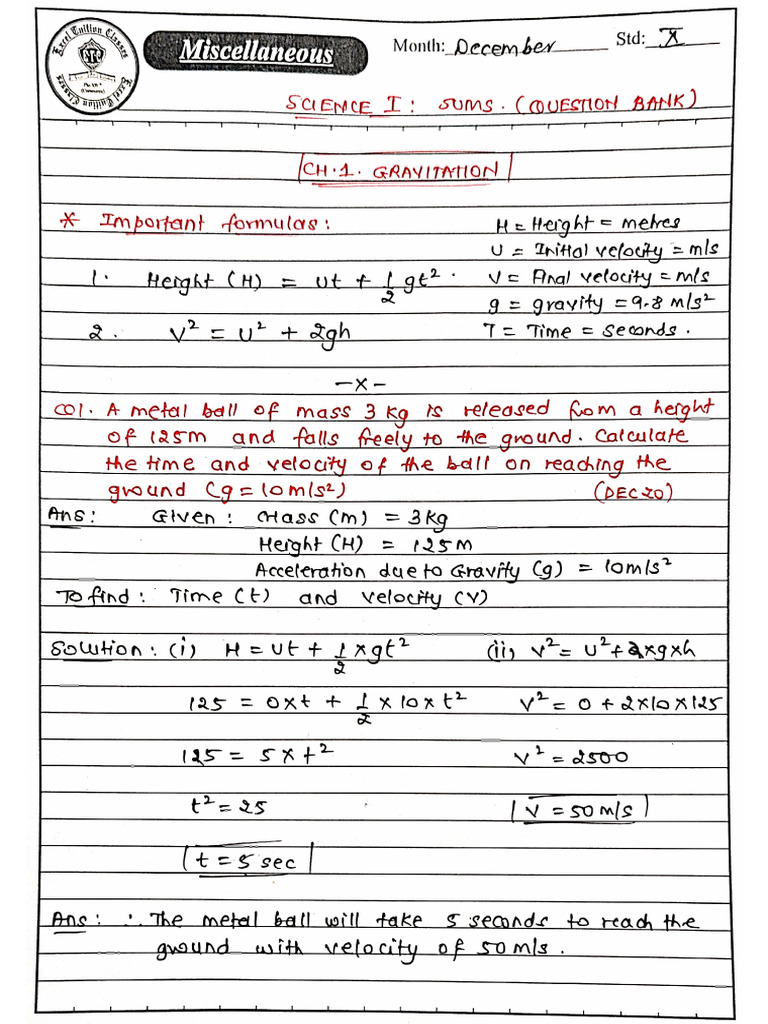 Science I Qbank Sums-1 | PDF