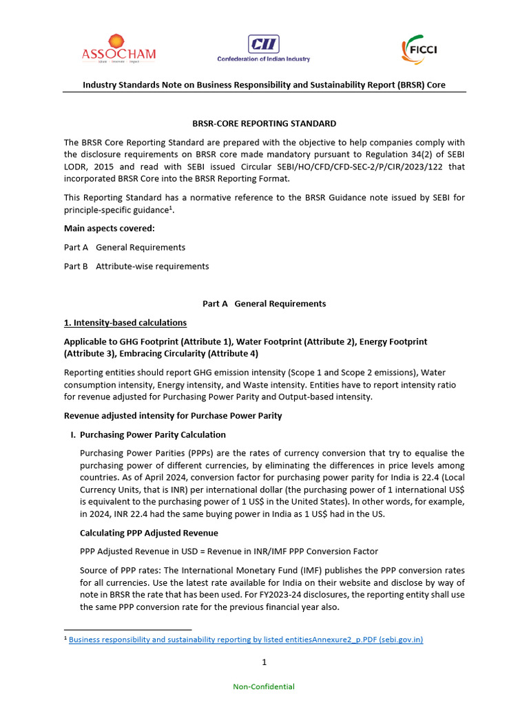 BRSR Core Reporting Standards Guide | PDF | Emission Intensity ...