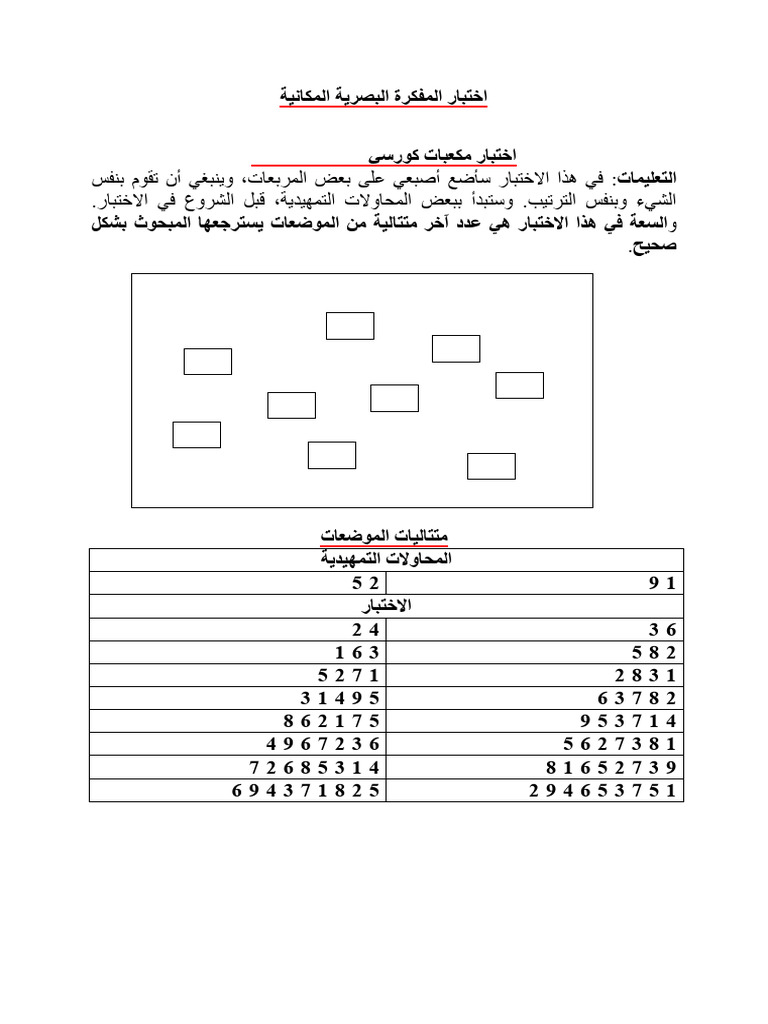 Visuospatial Sketchpad Test | PDF