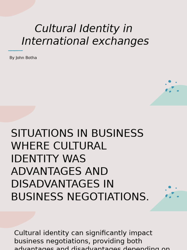 Cultural Identity in International Exchange | PDF | Negotiation ...