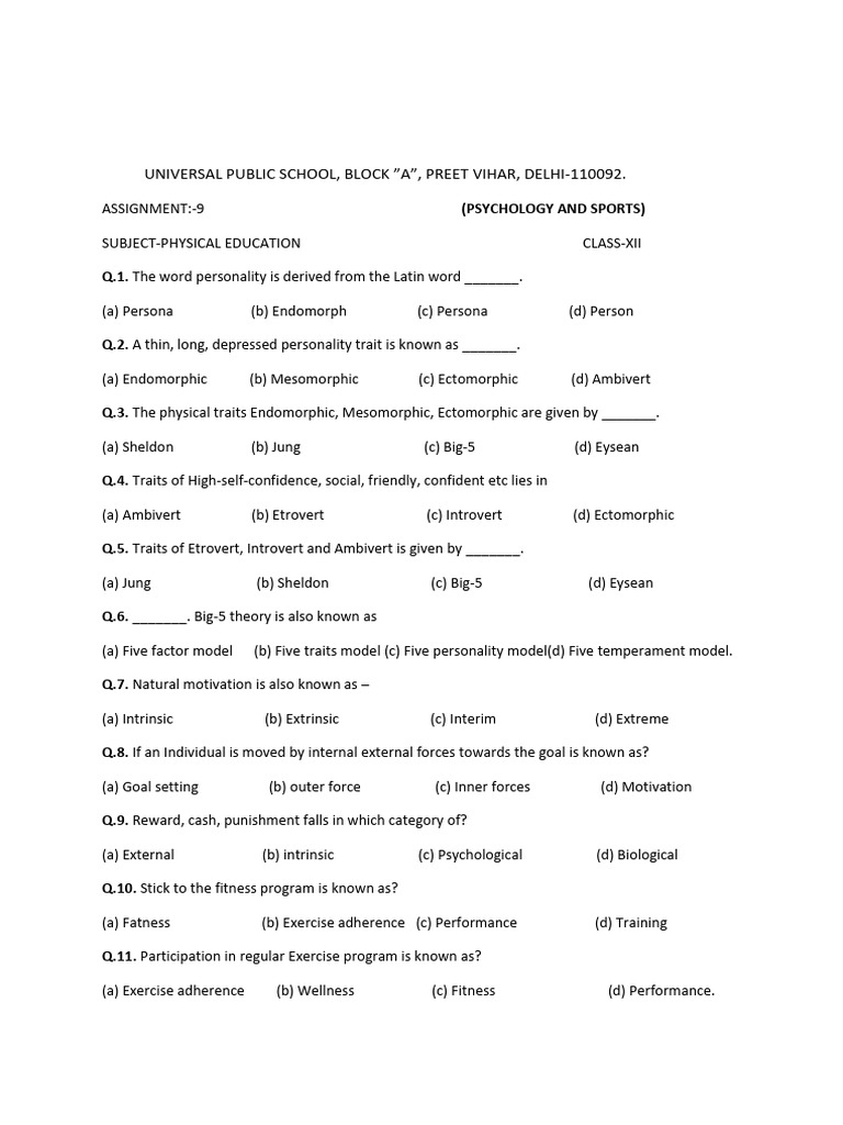 Assig.U9 12th | PDF | Extraversion And Introversion | Aggression