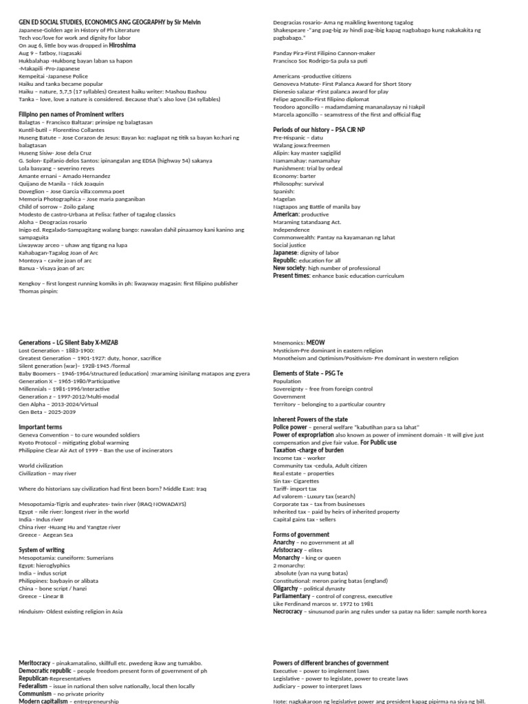 Gen Ed Social Studies Economics Ang Geography by Sir Melvin | PDF ...