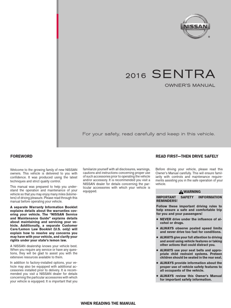 2016 Sentra | PDF | Seat Belt | Airbag