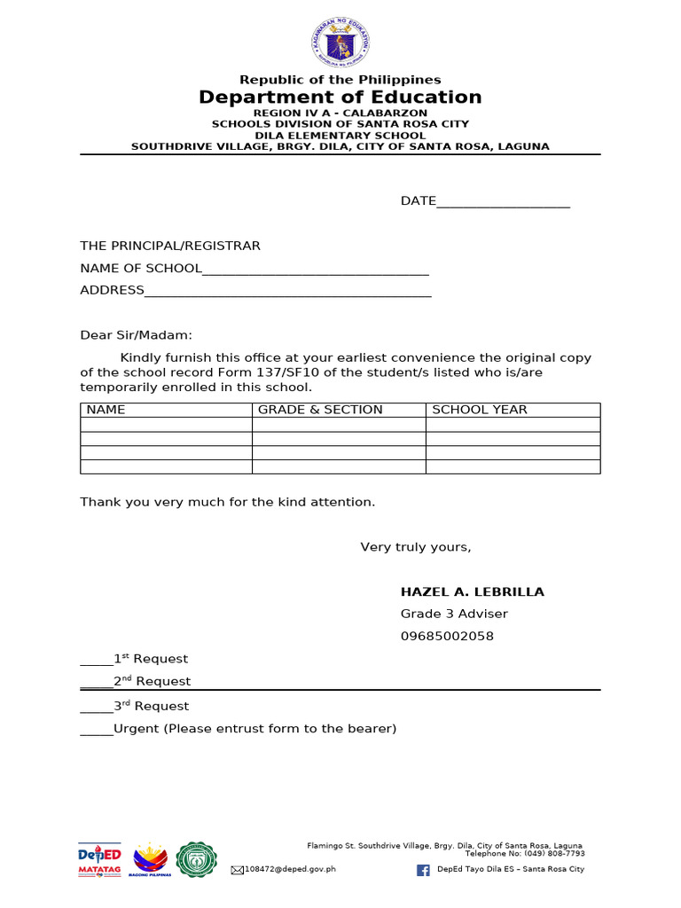 request form 137 | PDF | Syntax | Grammar