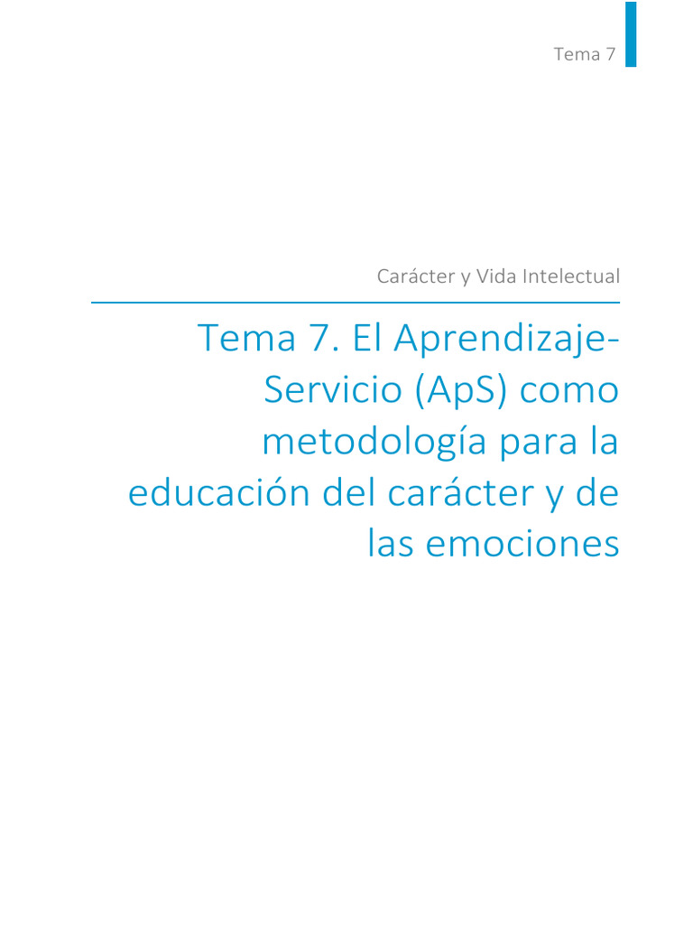 TEMA7 - Carácter y Vida Intelectual | PDF | Sevicio de aprendizaje ...
