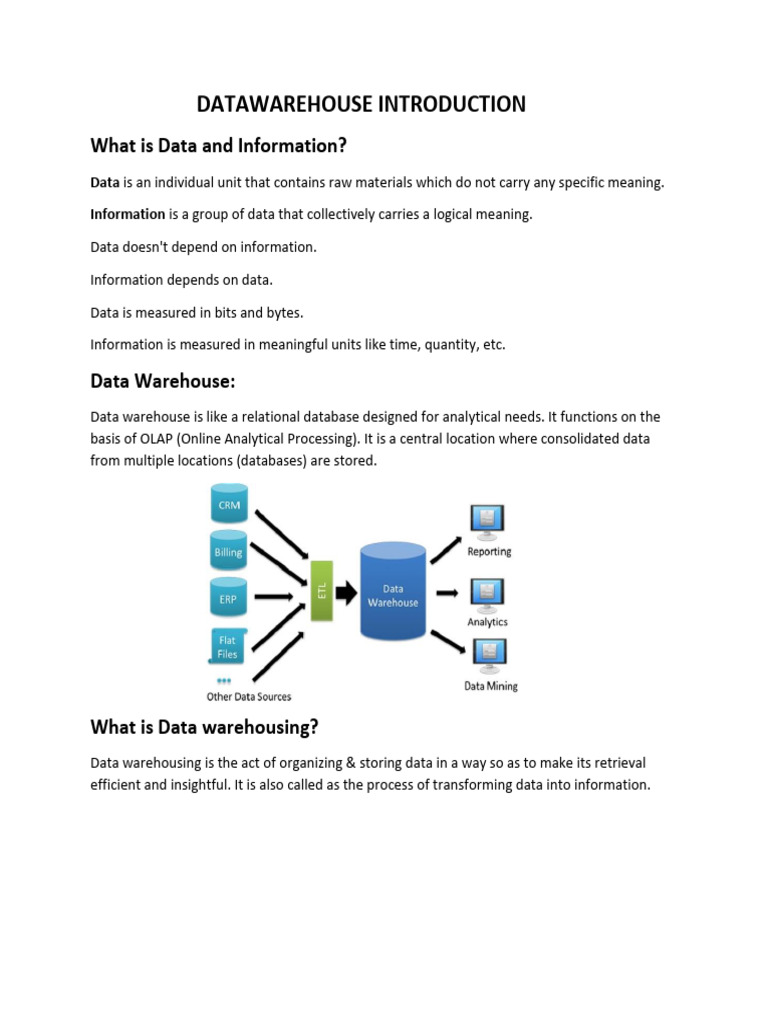 introduction to DataWarehouse and DataMining | PDF | Data Warehouse | Databases
