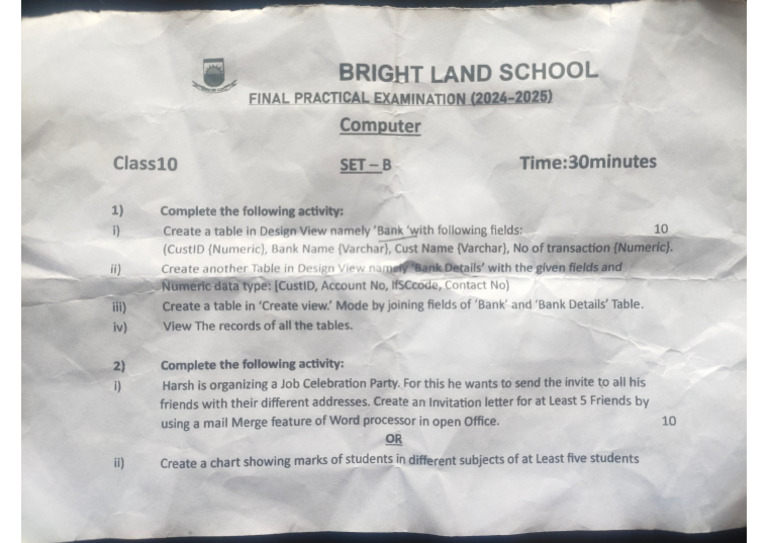 Computer Practical Exam SET-B | PDF