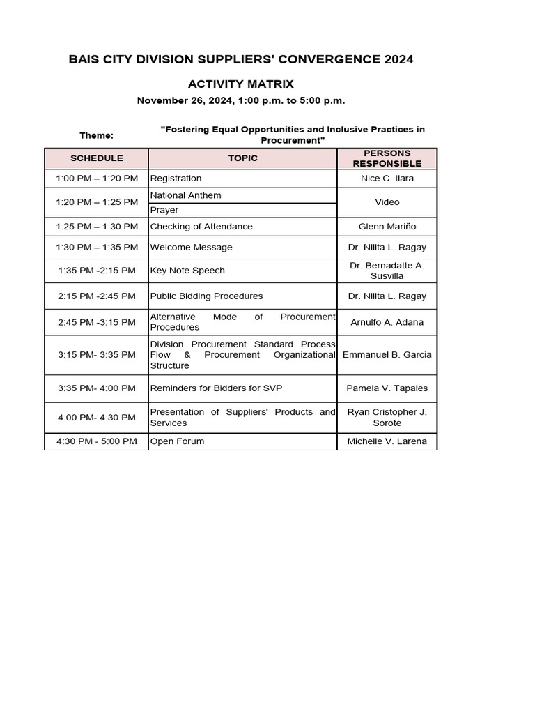 Matrix-Suppliers Convergence 2024 | PDF