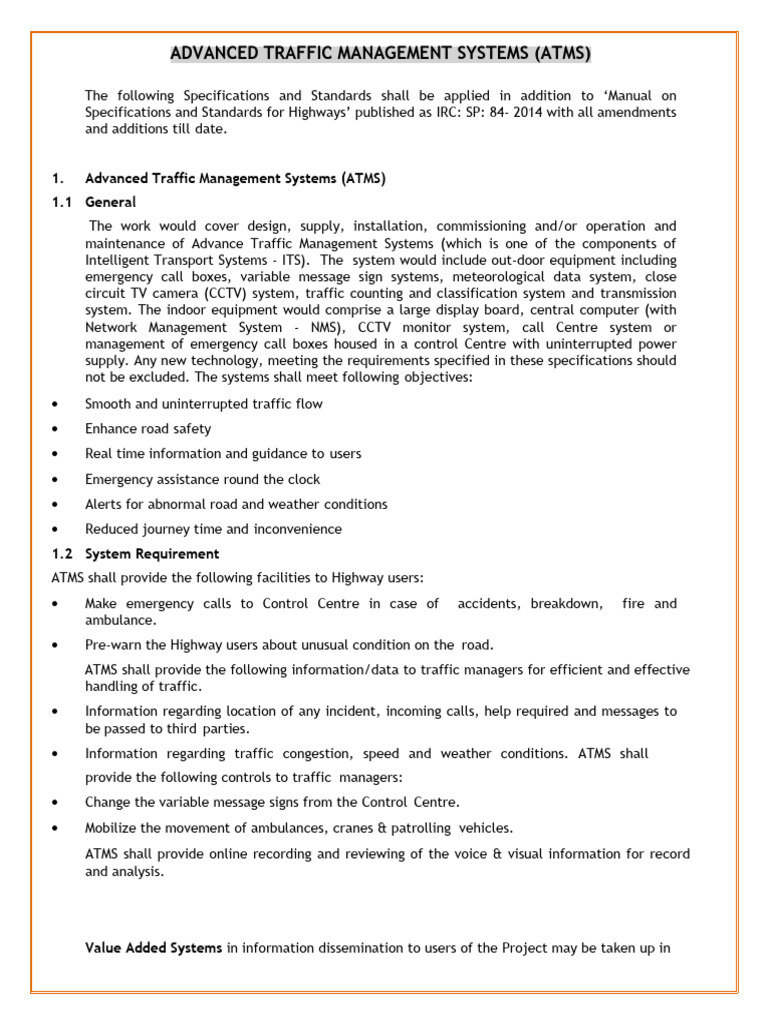 Advanced Traffic Management Systems Overview | PDF | Traffic | Closed ...
