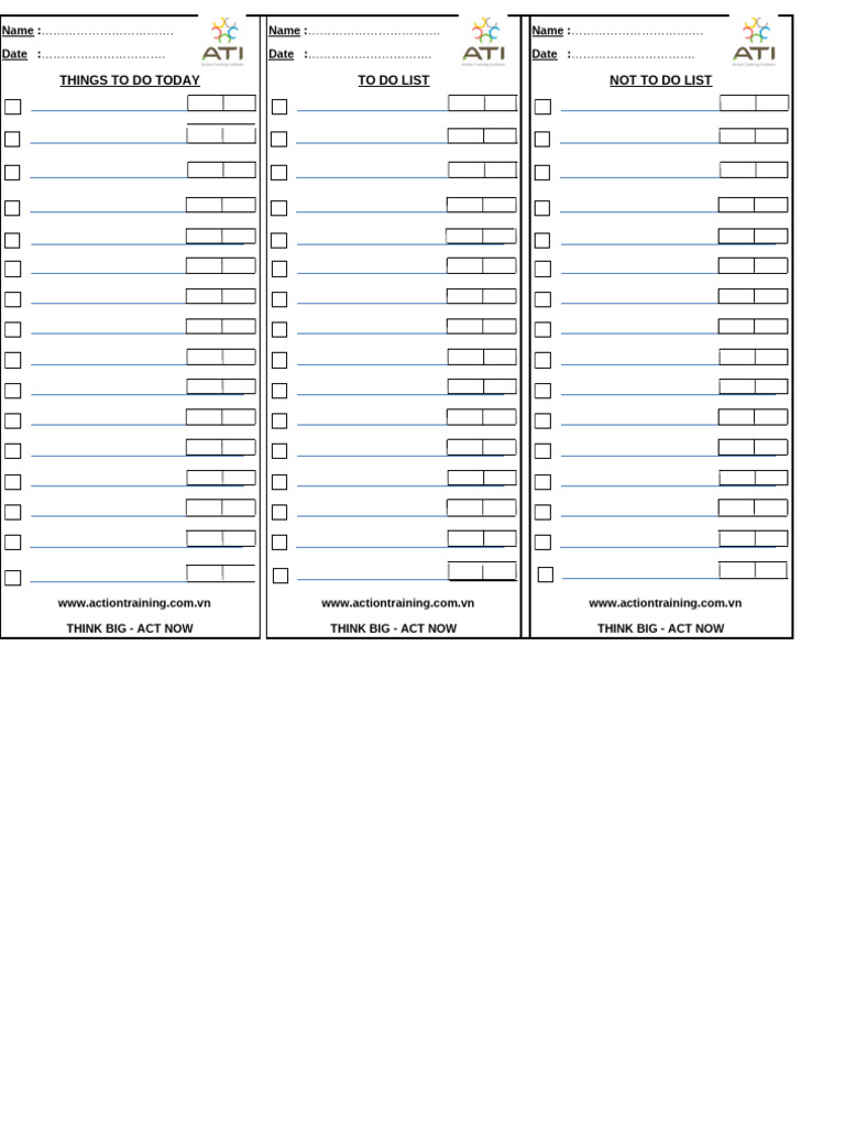 Handout03 ToDoList NotToDoList | PDF