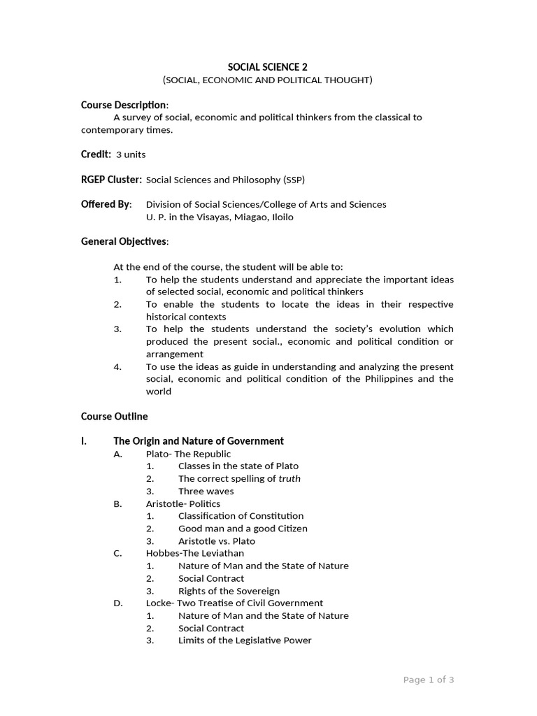 UPVM-Social_Science_2 | PDF | Political Philosophy | Social Contract