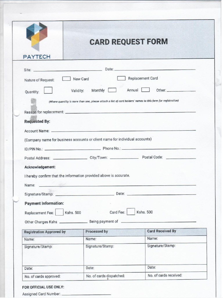 Card Request | PDF
