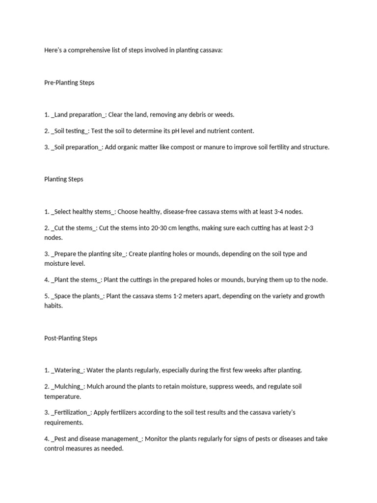 Cassava Planting Guide: Steps & Tips | PDF