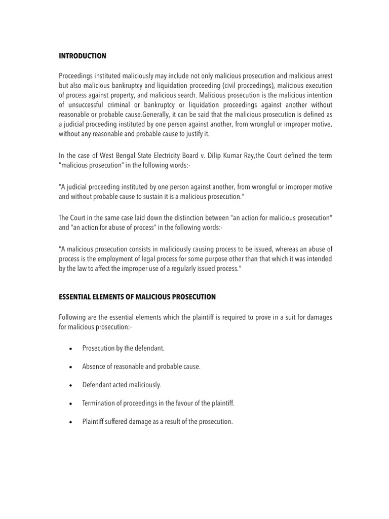 Malicious Prosecution | PDF | Malicious Prosecution | Prosecutor