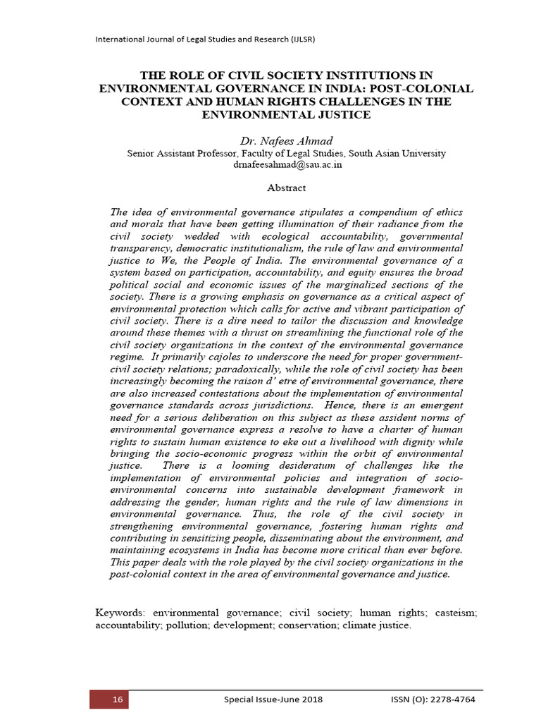 The Role of Civil Society Institutions I | PDF | Governance | Civil Society