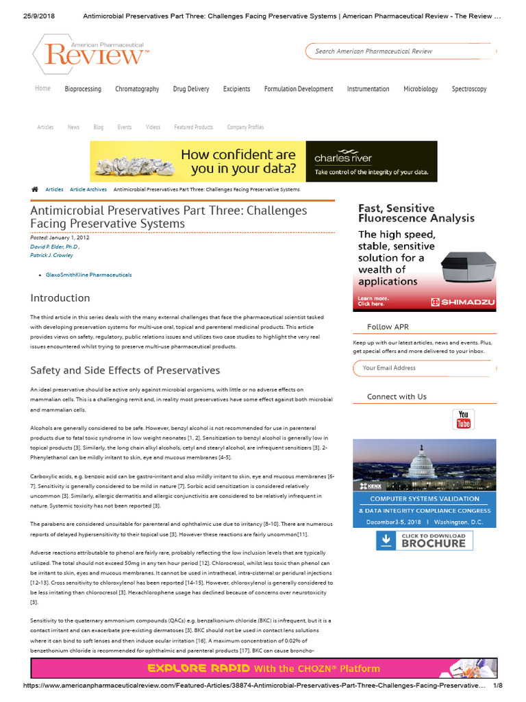 Antimicrobial Preservatives Part Three Challenges Facing Preservative ...