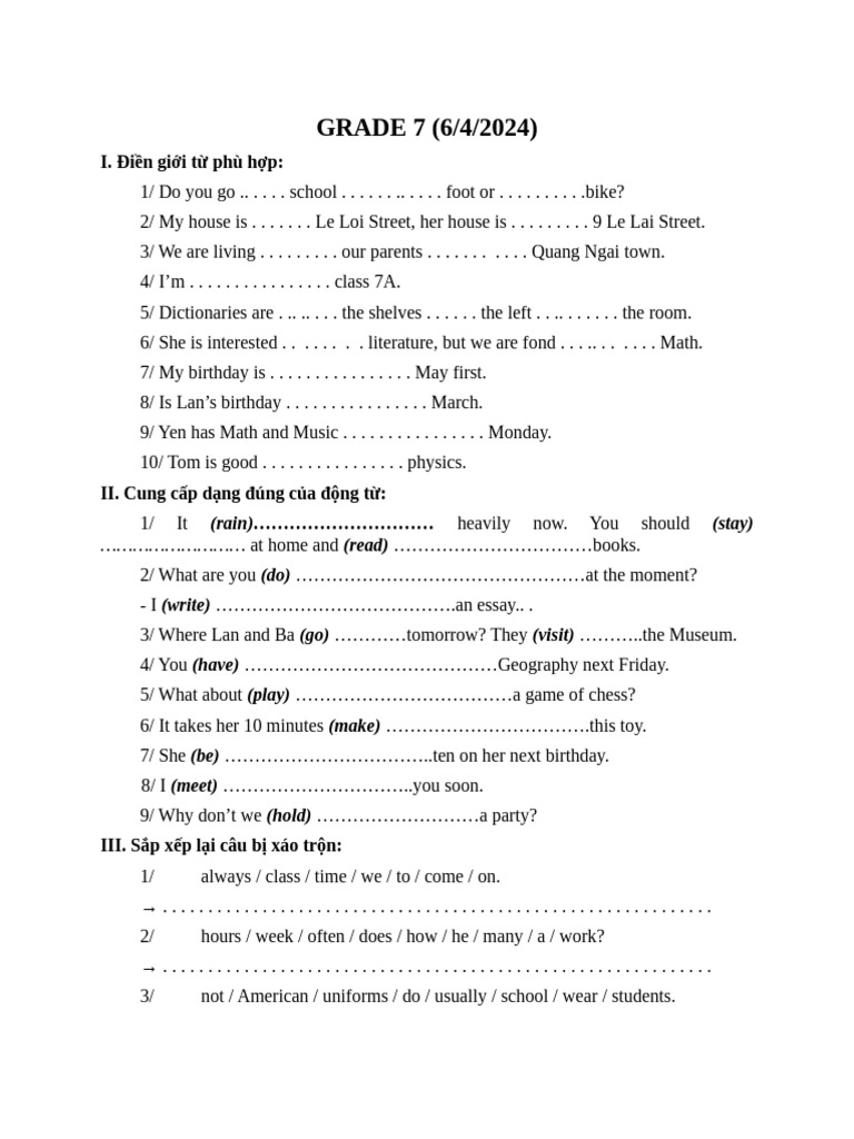 GRADE 7 6-4-2024 | PDF