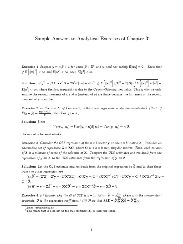 Answer Key To Exercises - LN3 - Ver2 | PDF | Regression Analysis ...
