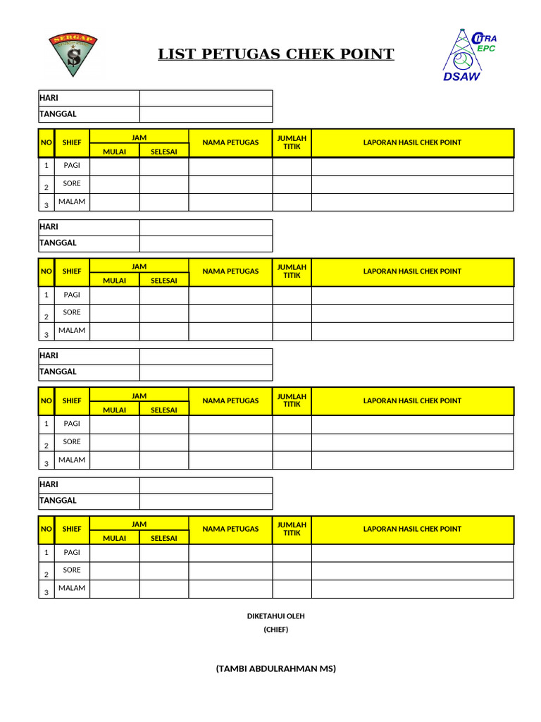 Form Lap Chek Point | PDF