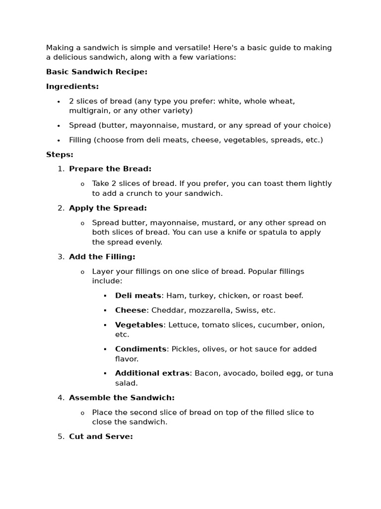 Making A Sandwich Is Simple and Versatile | PDF | Sandwich | Salad