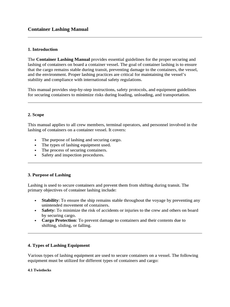 Container Lashing Manual | PDF | Safety | Cargo