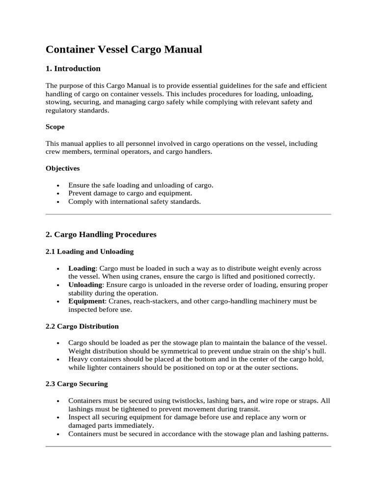 Container Vessel Cargo Guidelines | PDF | Cargo | Dangerous Goods