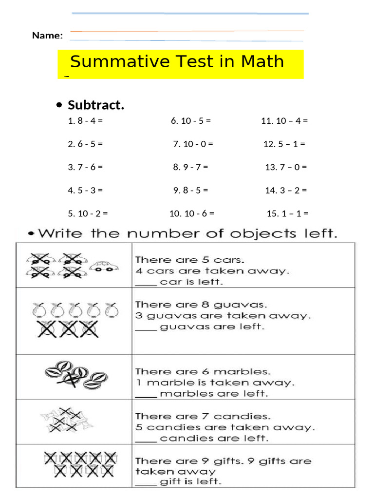 Subtract Worksheets | PDF