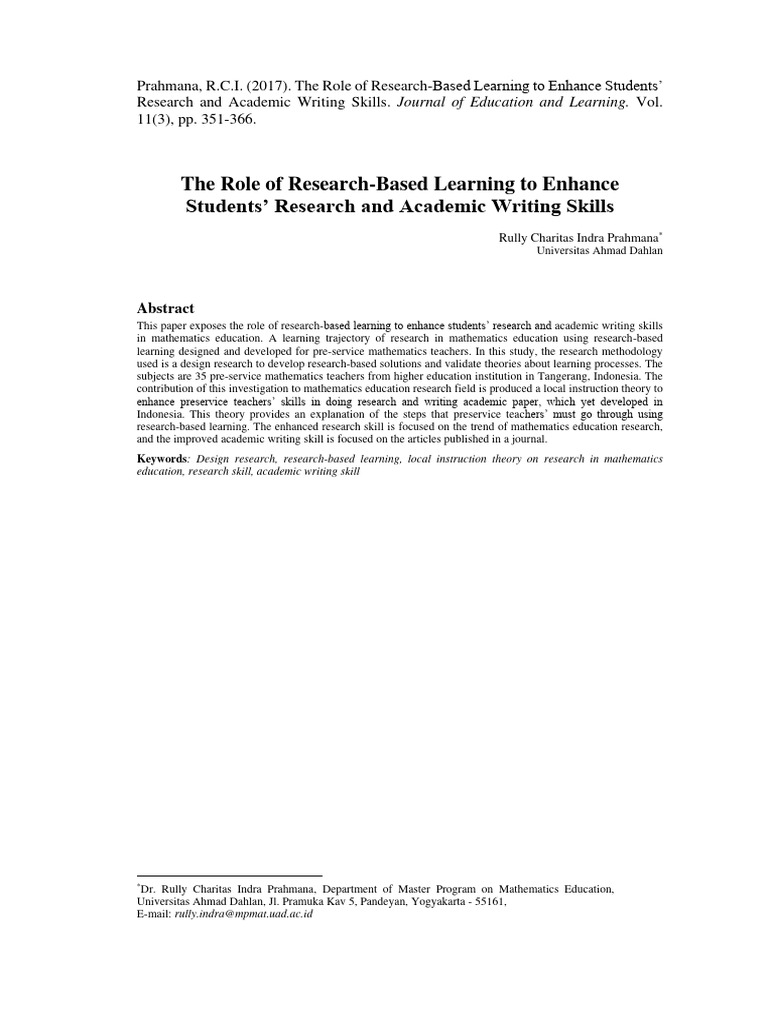 en The Role of Research Based Learning To e | PDF | Methodology | Analysis