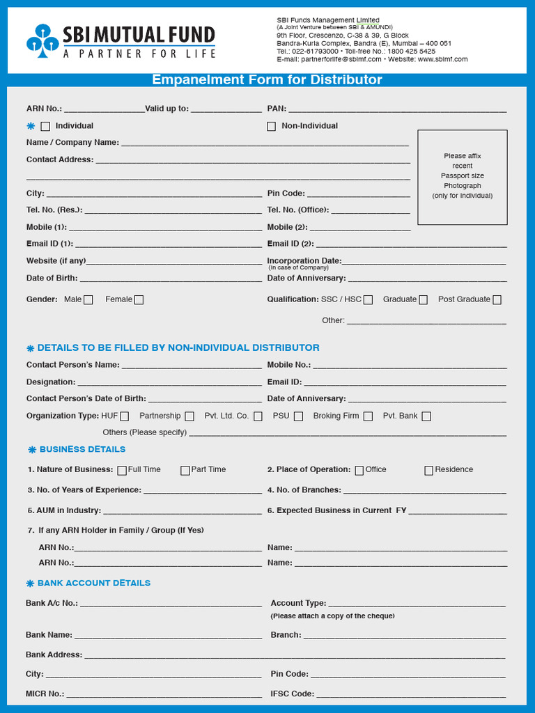empanelment-form | PDF | Mutual Funds | Verification And Validation