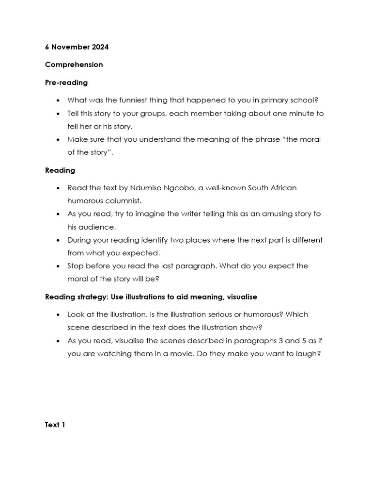 Kami Export - Lake Korsman - Comprehension 6 November 2024 | PDF | Noun ...