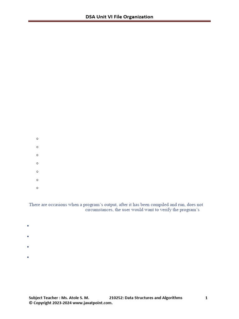 DSA - Unit VI File Organization | PDF | Computer File | Programming