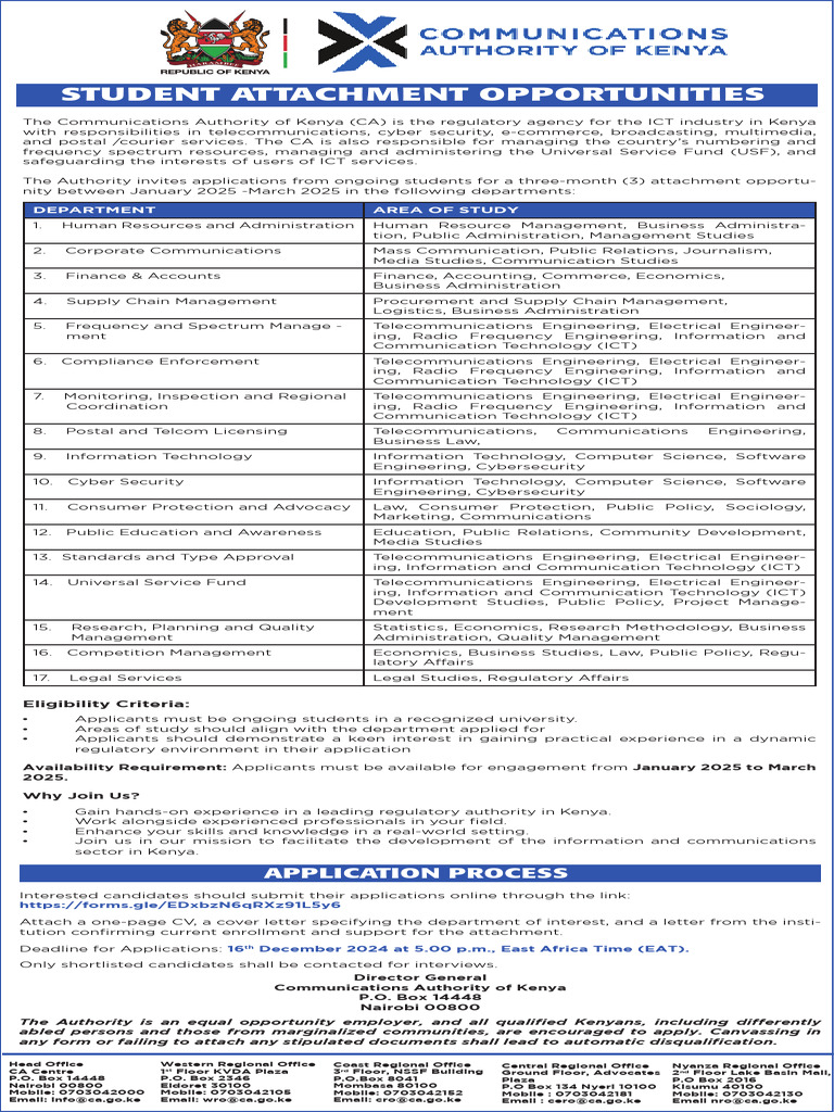 Student Attachment Opportunities Dec 2024 | PDF | Communication | Service Industries