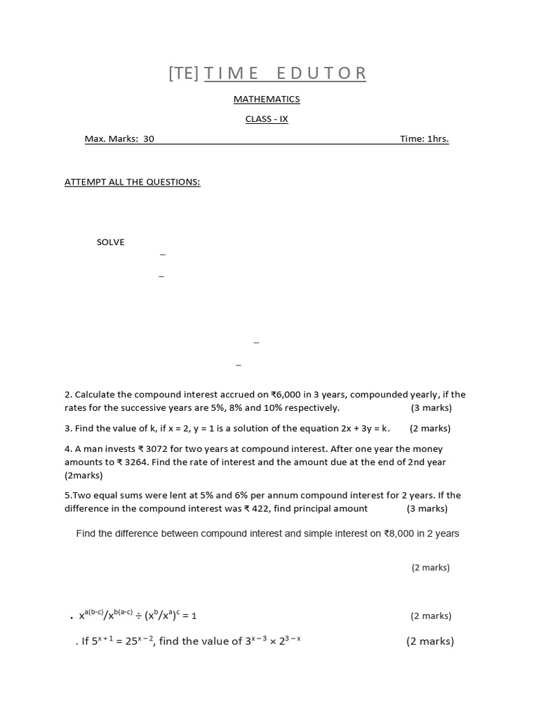 Solving Linear Equations and Interest | PDF