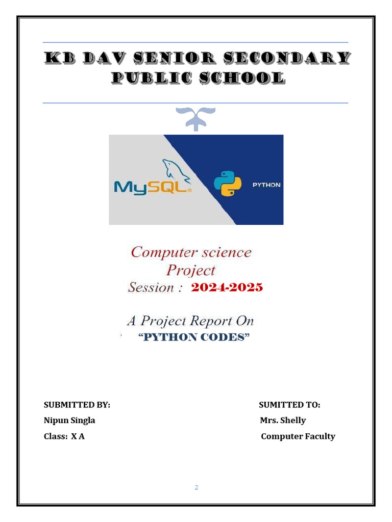 Python Project Report by Nipun Singla | PDF
