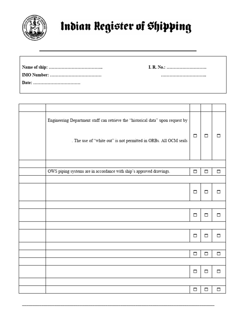 Critical Checklist for U.S. Bound Vessels | PDF | Oil Tanker | Leak