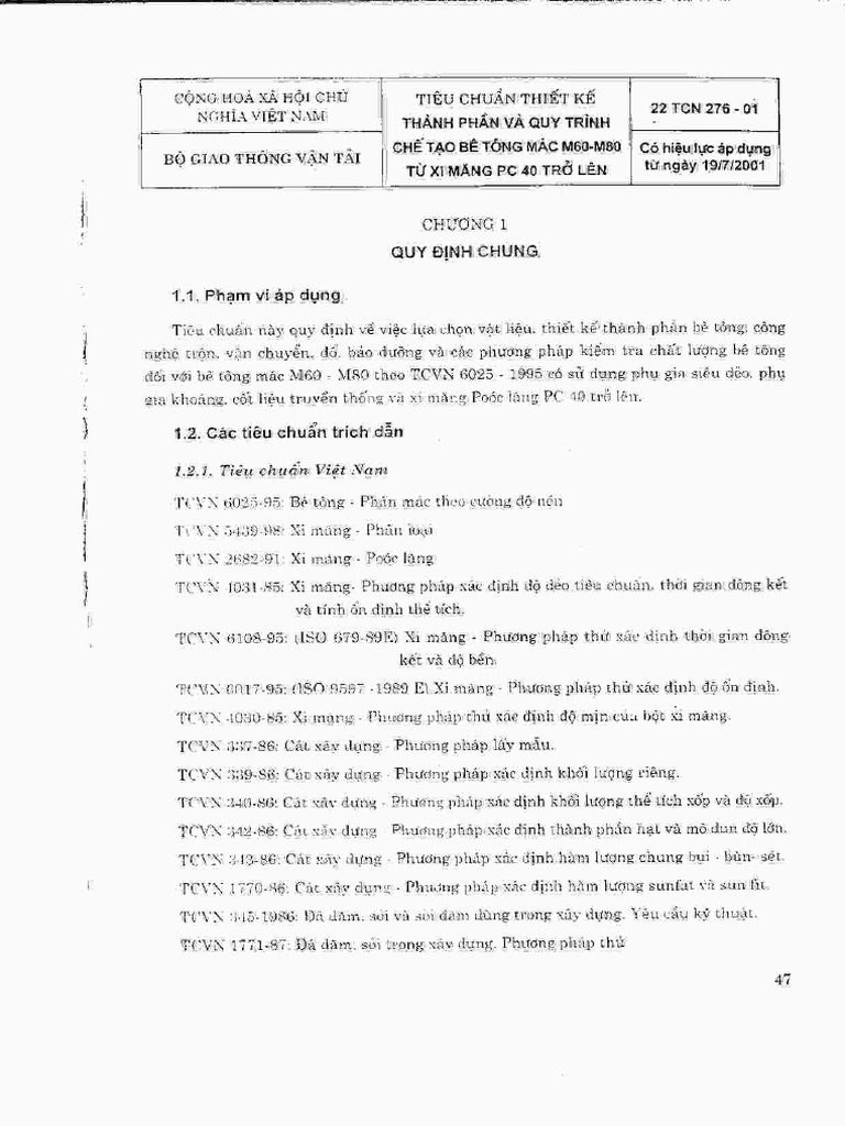 22TCN 276-01 TC TK Thanh Phan Va Qui Trinh Che Tao BT M60-80 Tu XM PC ...