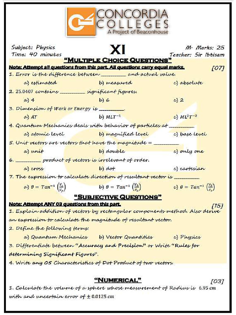 Phy XI(Garden Campus) | PDF