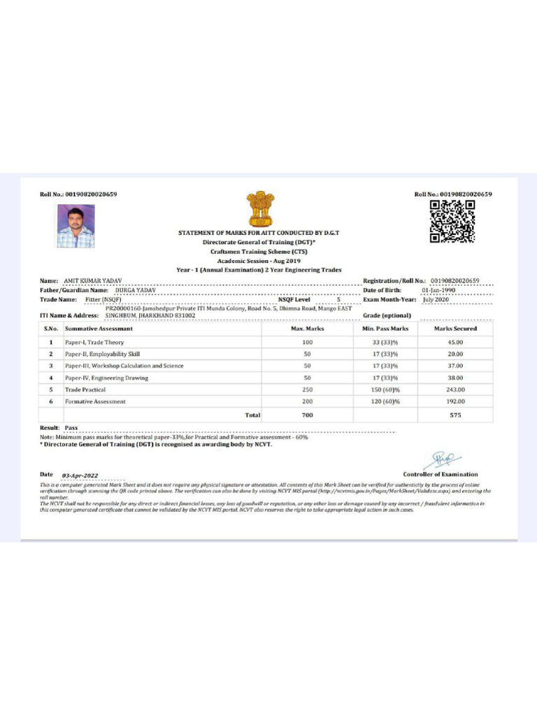 Amit Fitter Certificate | PDF
