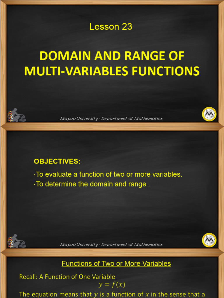 Lesson 24 Domain and Range of Multi Variable Functions | PDF | Function (Mathematics) | Variable ...