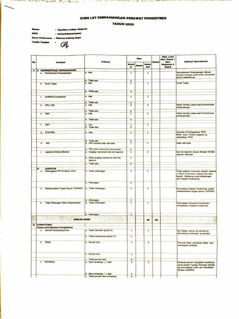 DAFTAR CEKLIST | PDF