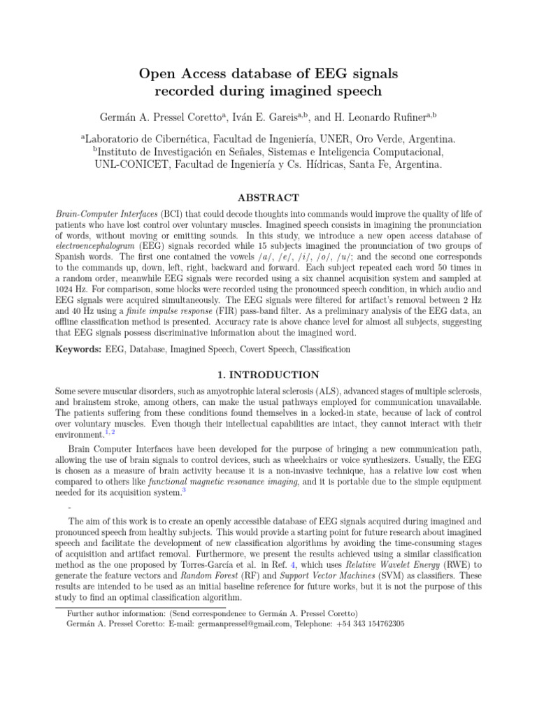 Open Access Database of EEG Signals | PDF | Electroencephalography ...