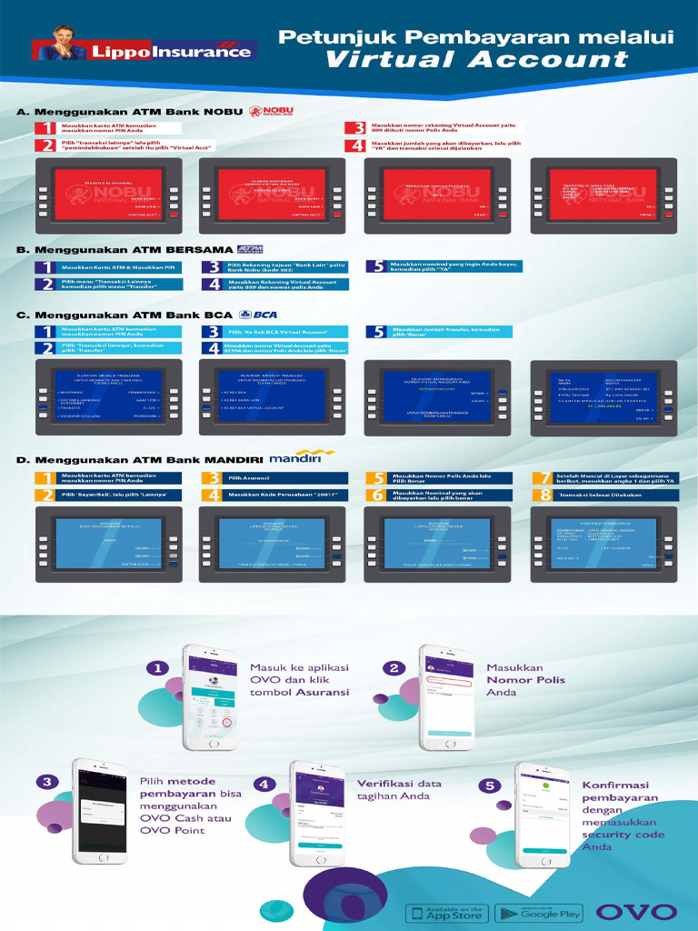 Cara Pembarayan Premi Polis Melalui VA BCA Atau Aplikasi OVO | PDF